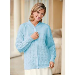 w&auml;schepur Strickjacke W&Auml;SCHEPUR, Damen, Gr. 36/38, blau (bleu), 50% Wolle, 50% Polyacryl, unifarben, Strickjacken Strickjacke