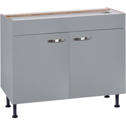 Sp&uuml;lenschrank KOCHSTATION "KS-Cara", grau (basaltgrau, basaltgrau), B:100cm H:87cm T:58,4cm, Schr&auml;nke, Sp&uuml;lenschrank, Breite 100 cm