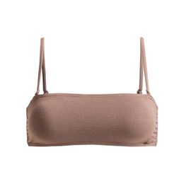 Bandeau-Bikini-Top Roxy "Lasca", Damen, Gr. XS, Cup B, grau (deep taupe), Obermaterial: 78% Nylon, 9% Nylon, 7, 00% Metall, 6, 00% Elasthan;, Bikini-Oberteile Bandeau-Bikini-Top
