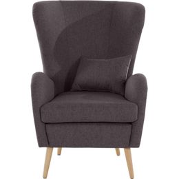 Sessel Home Affaire "Sallito, TV-Sessel, Ohrensessel mit", grau (anthrazit), B:76cm H:109cm T:85cm, Struktur Hahnentritt (67% Polypropylen, 33% Polyester);Samtoptik (100% Polyester);Fellimitat (100% Polyester);Samtcord (92% Polyester, 8% Polyamid);Struktur (100% Polyester);Struktur fein (100% Polyester), Sessel, Sessel, Hocker, in vielen Bezugsqualit&auml;ten, auch in Samtcord