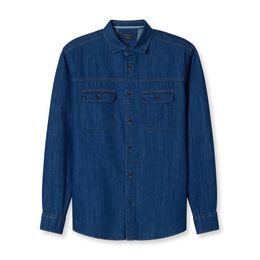 Jeanshemd OLYMP, Herren, Gr. XL, N-Gr, blau, Denim/Jeans, Obermaterial: 100% Baumwolle, regular fit, 1-Knopf-Manschette, Hemden Jeanshemd, Langarmhemd, regular fit, Kentkragen