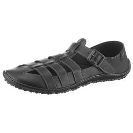 Barfu&szlig;schuh Leguano "JARO", Herren, Gr. 47, schwarz, Lederimitat, Textil, Schuhe Barfu&szlig;schuh, Sandale, Bequemschuh, Sommerschuh mit Schnallenverschluss
