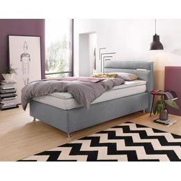 Boxspringbett, grau (strukturstoff grau), mit LED-Beleuchtung, Liegefl&auml;che B/L: 120cm x 200cm, H3, Bonnell-Federkernmatratze, Bezug Unterbox und Kopfteil: Strukturstoff (77% Polyester und 23% Viskose);Bezug Obermatratze 100% Polyester, waschbar bis 60C, Westfalia Schlafkomfort, Komplettbetten, Boxspringbett, wahlweise mit LED-Beleuchtung