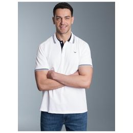 Poloshirt TRIGEMA "TRIGEMA Poloshirt mit kontrastfarbigen Akzenten", Herren, Gr. XL, wei&szlig;, Piqu&eacute;, 100% Baumwolle, Basic, ohne Ausschnitt, Shirts Poloshirt