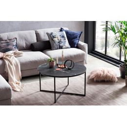 Couchtisch Salesfever "Caorle Coffeetable im eleganten Stil", schwarz (schwarz, schwarz, schwarz, schwarz), B:80cm H:45cm T:80cm, Tische, Couchtisch, Elegantes Design mit Marmoroptik-Tischplatte