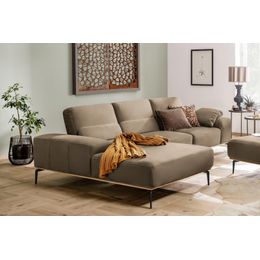 Ecksofa W.Schillig "run, Designsofa mit tollem Sitzkomfort, bequem, L-Form", beige (stone z73), B:299cm H:88cm T:178cm, Longlife Xtra-Leder Z73: Naturwalkleder der Luxusklasse aus den erlesensten Rohh&auml;uten. Hautst&auml;rke 1, 1 &ndash; 1, 3 mm;ROHLEDER Jacquard-Flachgewebe Q2 W60 (63% Polyester, 37% Polyacryl);ROHLEDER Chenille-Flachgewebe Q2 W77 (68% Polyacryl, 32% Polyester);Stoff S37 (100% Polyester), Sof