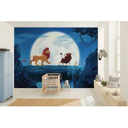 Kindertapete Komar "Disney The Lion King Full Moon Walk", blau, B:350m H:250m, Vlies, Tapeten, Kindertapete