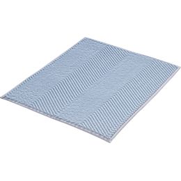 Badematte Kleine Wolke "Zigzag", blau (hellblau), H:10mm, Polyester, Badematten, Badematte, Badteppich, Uni-Farben, modernes Zickzack Muster