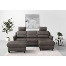 Sit & More Ecksofa SIT & MORE "Far&ouml; L-Form", braun, B:234cm H:90cm T:168cm, Sofas, Ecksofa, inklusive Federkern, wahlweise mit Bettfunktion und Bettkasten