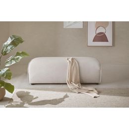 Hocker "PIARA, Polsterhocker mit Kedernaht, Cord, Leinenoptik o. Strukturstoff", hellbeige, B:130cm H:44cm T:62cm, 100% Polyester, LeGer Home by Lena Gercke, Hocker, Hocker, zur Serie PIARA, rechteckig, schwarze F&uuml;&szlig;e, bequemer Sitzkomfort