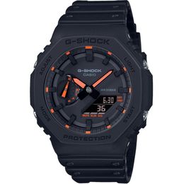 Chronograph Casio G-SHOCK, schwarz (orange, schwarz), Armbanduhren, Damen, Chronograph, Quarzuhr,Armbanduhr,Herrenuhr,digital,bis 20bar wasserd. Resinarmband