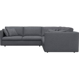 Ecksofa FLEXLUX "Lovane gleichschenklig, bequem und komfortabel", blau (navy blau), B:296cm H:84cm T:296cm, 62% Polyester/14% Cotton/7% Linen, Sofas, Ecksofa, Weich & anschmiegsam, gro&szlig;e Sitztiefe auf Kaltschaum, Dekokissen inkl.