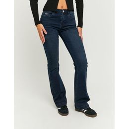 Bootcut-Jeans Tally Weijl "SPADEBOOTY", Damen, Gr. 38, N-Gr, denim blau, Denim/Jeans, Obermaterial: 90% Baumwolle, 8% Elastomultiester, 2% Elasthan, clean, bootcut fit lang, Jeans Bootcut-Jeans, Baumwollmischung, Mid Waist