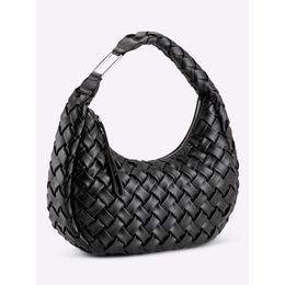 Handtasche Heine, Damen, Gr. B/H/T: 42cm x 30cm x 16cm, schwarz, Metall, Viskosemischung, unifarben, Taschen Handtasche