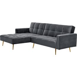 Ecksofa Jahnke "CHILLAX POSH CORNER", platingrau, B:244cm H:85cm T:150cm, Sofas, Ecksofa, mit Schlaffunktion, wechselseitig montierbar, 244 x 150 cm