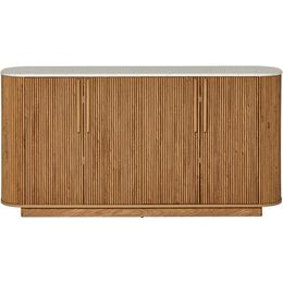 Sideboard Jahnke "STRING SB 160", montana eiche, marmor wei&szlig;, B:159,5cm H:80,5cm T:39,6cm, Holzwerkstoff, Sideboards, Sideboard, Sideboard, 4-t&uuml;rig, Marmor-Look, Breite 159,5 cm