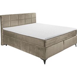 Boxspringbett ED EXCITING DESIGN "Navarra", grau (stone), B:183cm L:210cm, 100% Polyester, Komplettbetten, Boxspringbett, wahlweise mit Matratze