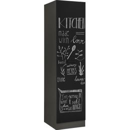 Vorratsschrank KOCHSTATION "KS-Trier", schwarz, B:50cm H:200cm T:60cm, Holzwerkstoff, Schr&auml;nke, Vorratsschrank, 50 cm breit, 200 cm hoch, mit Tafelfront zum beschreiben mit Kreide