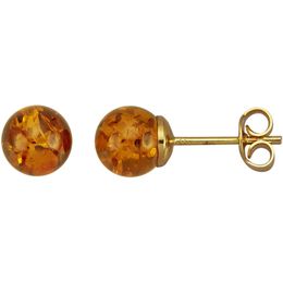 Paar Ohrstecker Firetti "Schmuck Geschenk Silber 925 Ohrschmuck Ohrringe", orange (gelbgoldfarben, bernsteinfarben, bernsteinfarben), Ohrringe, Damen, 7mm, Silber 925 (Sterlingsilber), Paar Ohrstecker, mit Bernstein