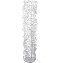 Dekoobjekt CREATIV LIGHT "Metalldraht-Tower", silber (silberfarben), H:120cm, Draht, Dekofiguren, Dekoobjekt, Zylinder aus Draht, mit Timerfunktion, USB Kabel