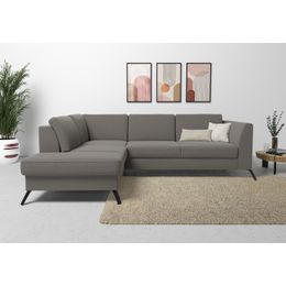 Sit & More Ecksofa SIT & MORE "Olsen L-Form", grau (hellgrau), B:248cm H:88cm T:201cm, 100% Polyester, Sofas, Ecksofa, inklusive Sitztiefenverstellung, wahlweise mit Bettfunktion, 15cm hoch
