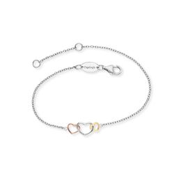 Armband Engelsrufer "3 HERZEN TRICOLOR", rosa (silberfarben, gelbgoldfarben, ros&eacute;goldfarben), Armb&auml;nder, Damen, 19cm, Silber 925 (Sterlingsilber), Armband