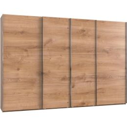 Schwebet&uuml;renschrank wimex "Level by fresh to go", braun (plankeneichefarben), B:350cm H:216cm T:65cm, Schr&auml;nke, Schwebet&uuml;renschrank, mit Synchron&ouml;ffnung