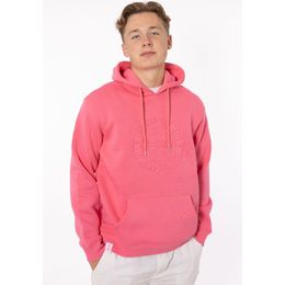Hoodie Zwillingsherz "Heimat 2014", Herren, Gr. S, pink (neon pink), Sweatware, Obermaterial: 50% Baumwolle, 50% Polyester, unifarben, Basic h&uuml;ftlang, Rundhals, angesetztes B&uuml;ndchen, Sweatshirts Hoodie, mit Fronttaschen und Kordel