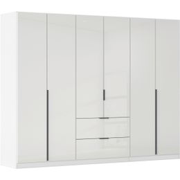 Dreht&uuml;renschrank OTTO HOME "Kleiderschrank Kleiderschr&auml;nke Schrank Garderobe AGORDO mit Glasfront", wei&szlig; (alpinwei&szlig;, glas kristallwei&szlig;), B:271cm H:229cm T:54cm, Holzwerkstoff, Schr&auml;nke, Dreht&uuml;renschrank, mit Au&szlig;enschubk&auml;sten, in 7 Breiten und 2 H&ouml;hen MADE IN GERMANY