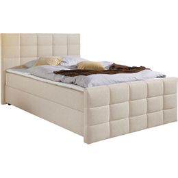 Boxbett Home Affaire, beige, creme, B:147cm L:220cm, Komplettbetten, Boxbett, Boxbett mit Bettkasten und Fu&szlig;teil, inkl. Topper