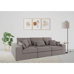 3-Sitzer OTTO HOME "Florid", beige (natur), B:280cm H:75cm T:100cm, Baumwollmix (60% Baumwolle/40% Leinen);Struktur fein (100% Polyester);Samtoptik (100% Polyester);Samtvelours (100% Polyester);Struktur (100% Polyester);Struktur recycelt (100% recyceltes Polyester), Sofas, 3-Sitzer, 3 Teile, bestehend aus Modulen, viele Bezugsqualit&auml;ten, auch in Cord