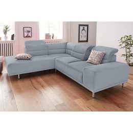Sit & More Ecksofa SIT & MORE "Mariola L-Form", grau (hellgrau), B:263cm H:93cm T:234cm, Luxus-Microfaser (100% Polyester);Struktur (100% Polyester);Luxus-Microfaser ALTARA NUBUCK (100% Polyester), Sofas, Ecksofa, mit Federkern und Ottomane, inklusive Sitztiefenverstellung