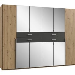 Dreht&uuml;renschrank wimex "Denver", grau (artisan eiche nachbildung, graphit, spiegel), B:270cm H:208cm T:58cm, Holzwerkstoff, Schr&auml;nke, Dreht&uuml;renschrank