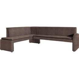 Eckbank exxpo - SOFA FASHION "Cortado, elegant und modern mit hohem Sitzkomfort", braun, B:197cm H:89cm T:264cm, Strukturstoff (88%Polyester, 12% Nylon) mit Absatz Luxuskunstleder;Luxus-Microfaser (Zusammensetzung: 10% Baumwolle, 90% Polyester), Sitzb&auml;nke, Eckbank, hohe Bodenfreiheit, sch&ouml;ne Detailverarbeitung, wahlweise Lederbezug