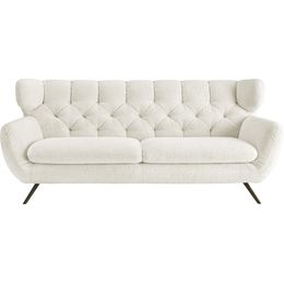 3-Sitzer 3C CANDY "Beatrice, extravagantes Megasofa, bequem, K&uuml;chensofa", wei&szlig;, B:225cm H:94cm T:95cm, 100% Polyester, Sofas, 3-Sitzer, mit R&uuml;ckensteppung im Rautenmuster, Samt Optik, auch in Fellimitat