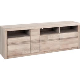 Lowboard OTTO HOME "Silkeborg", braun (eiche wei&szlig; gekalkt teilmassiv), B:160cm H:55cm T:35cm, Holz teilmassiv, Sideboards, Lowboard, Breite 160 cm
