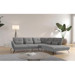 Ecksofa OTTO HOME "Mikado L-Form", silber (silberfarben), B:297cm H:88cm T:245cm, 100% Polyester, Sofas, Ecksofa, inkl. Sitztiefenverstellung und Armteilverstellung