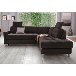 Sit & More Ecksofa SIT & MORE "Pablo L-Form", schwarz, B:233cm H:78cm T:196cm, Struktur fein (100% Polyester);Struktur (100% Polyester), Sofas, Ecksofa, wahlweise mit Bettfunktion