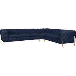 Chesterfield-Sofa Home Affaire "Amaury L-Form", blau, B:323cm H:75cm T:264cm, Struktur (100% Polyester);Samtoptik (100% Polyester), Sofas, Chesterfield-Sofa, gro&szlig;es Ecksofa, Chesterfield-Optik, Breite 323 cm, Fu&szlig;farbe w&auml;hlbar