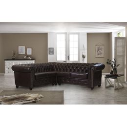 Chesterfield-Sofa Home Affaire "Rysum L-Form", braun (dunkelbraun), B:208cm H:72cm T:208cm, Luxus-Microfaser Lederoptik (100% Polyester);Kunstleder, Sofas, Chesterfield-Sofa, Chesterfield-Optik, gleichschenklig