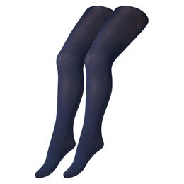 Thermostrumpfhose Camano "warm & cozy", M&auml;dchen, Gr. 134/146, blau, Obermaterial: 95% Polyester, 5% Elasthan, unifarben, Strumpfhosen Thermostrumpfhose, mit nahtloser Verarbeitung