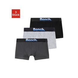 Boxer Bench. "Boxershorts f&uuml;r Jungen", Jungen, Gr. 170/176, 3 Stk., schwarz (anthrazit, grau, meliert, schwarz), Jersey, Obermaterial: 90% Baumwolle, 10% Elasthan (LYCRA), unifarben, k&ouml;rpernah, Unterhosen Boxer, mit modernem Markenlogo vorn