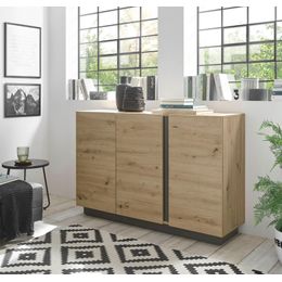 Sideboard Home Affaire "CLAiR Sideboard 52", braun (eiche artisan), B:138cm H:91cm T:40cm, Sideboards, Sideboard, Breite 138 cm