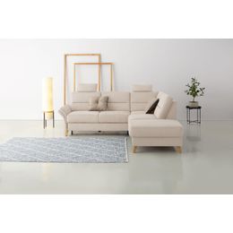 Ecksofa Home Affaire "Westerland L-Form", beige (creme), B:238cm H:90cm T:213cm, 100% Polyester, Sofas, Ecksofa, Federkern-Polsterung, wahlweise mit Bettfunktion, Bettkasten