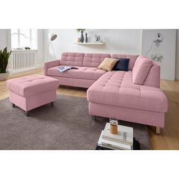 Sit & More Ecksofa SIT & MORE "Picasso L-Form", rosa (flamingo), B:233cm H:80cm T:196cm, Struktur fein (100% Polyester), Sofas, Ecksofa, wahlweise mit Bettfunktion und Bettkasten