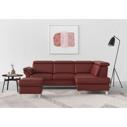 Sit & More Ecksofa SIT & MORE "Arngast L-Form", rot (merlot), B:245cm H:84cm T:194cm, Sofas, Ecksofa, inklusive Kopfteilverstellung und Federkern