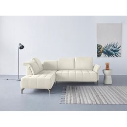Ecksofa Home Affaire "Fresh L-Form", wei&szlig;, B:260cm H:79cm T:220cm, 98% Polyester 2% Polyamid, Sofas, Ecksofa, Federkern, wahlweise Kopfteilverstellung und motorischer Vorziehsitz