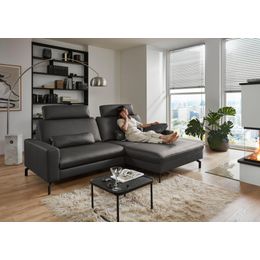 Ecksofa DIE PLANBAR "PN-EM20028 L-Form mit Kopfst&uuml;tzen", schwarz, B:248cm H:114cm T:179cm, Sofas, Ecksofa, wahlweise mit motorischem Canape