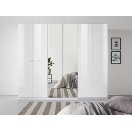 Dreht&uuml;renschrank Rauch "Kleiderschrank Schrank Garderobe TOPSELLER OTELI inkl. Inneneinteilung", wei&szlig; (alpinwei&szlig;, hochglanz wei&szlig;), B:271cm H:229cm T:54cm, Holzwerkstoff, Schr&auml;nke, Dreht&uuml;renschrank, mit zus&auml;tzlichen Einlegeb&ouml;den, optional mit Spiegel MADE IN GERMANY