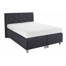 Boxspringbett, grau (anthrazit), B:154cm L:210cm, Bezug Unterbox und Kopfteil: Strukturstoff (77% Polyester und 23% Viskose);Bezug Obermatratze 100% Polyester, Westfalia Schlafkomfort, Komplettbetten, Boxspringbett, in diversen Ausf&uuml;hrungen